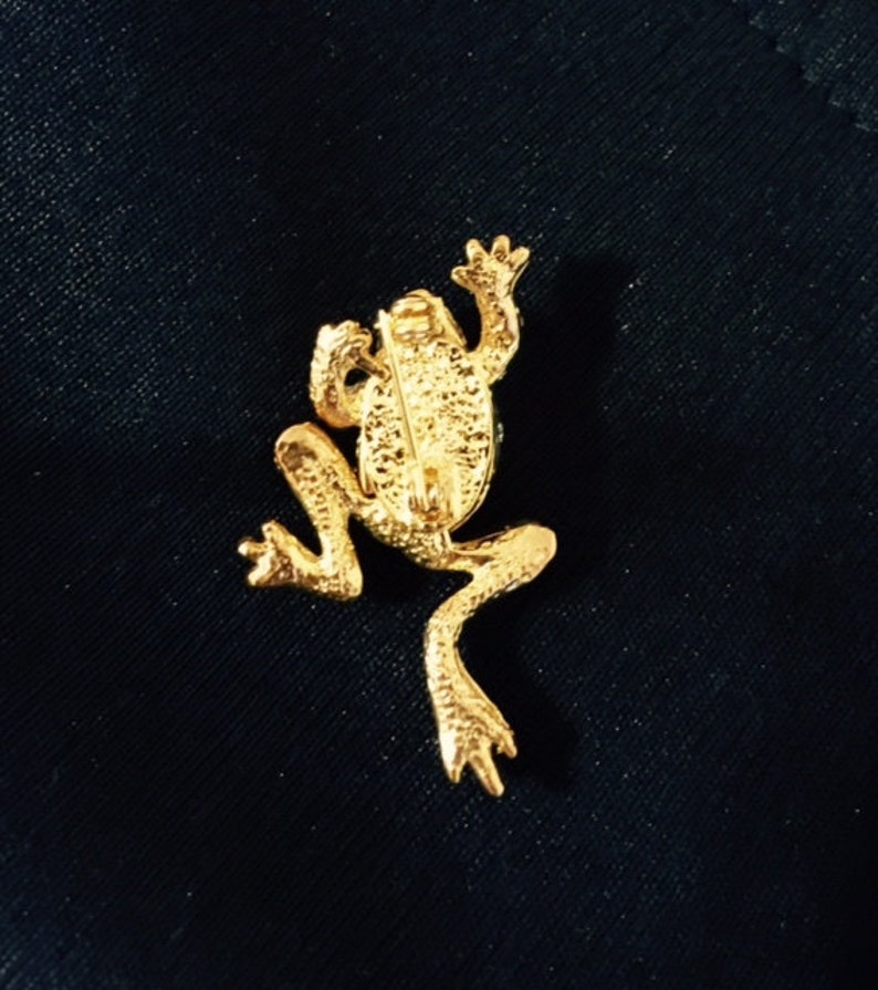 Frog Pin-brooch With Emerald Green Eyes and Crystal Stones - Etsy