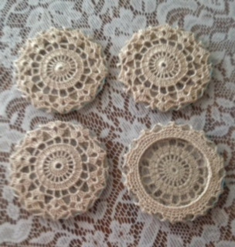 Handmade Crocheted Glass Coasters-doilies, Wall Art & Wedding Gifts-set ...