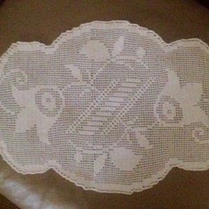Tulip Filet Crocheted Handmade Art Work Doilie. - Etsy