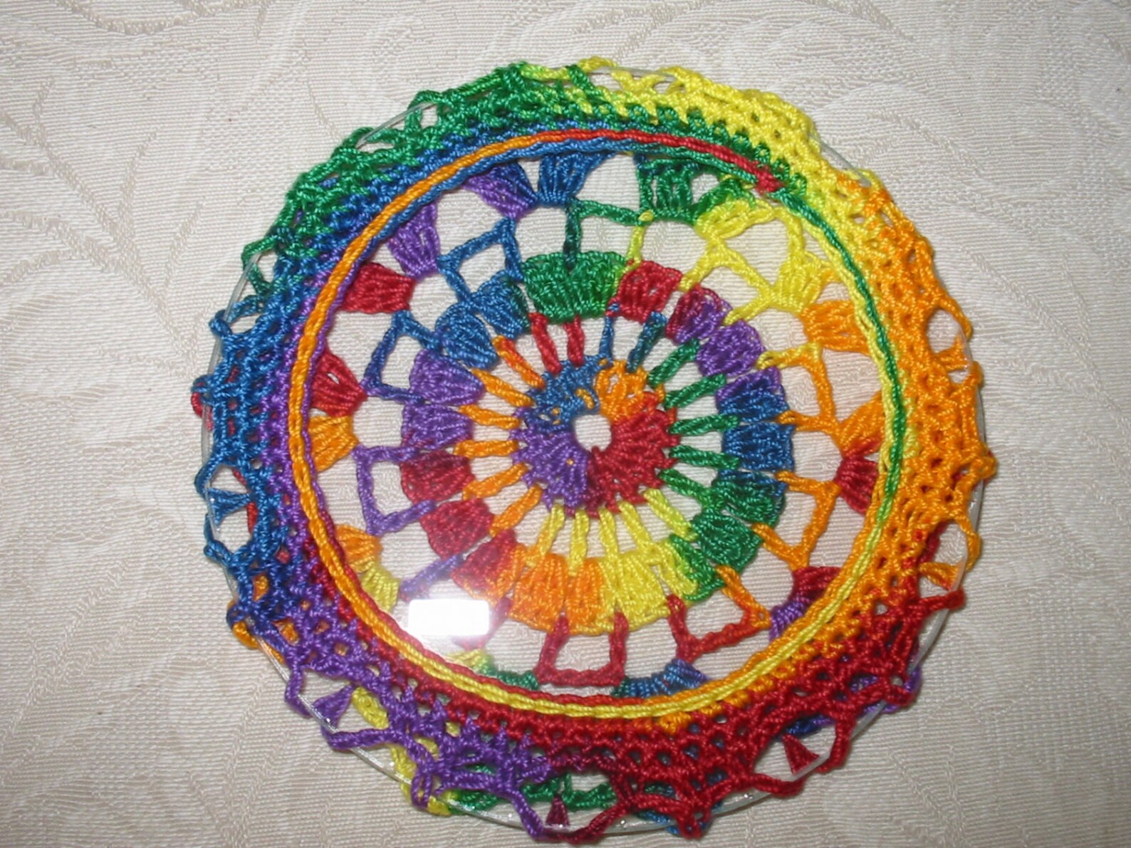 Handmade Set of Six Crocheted Glass Coasters-doilies, Wall Art ...
