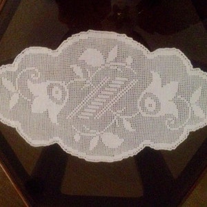 Tulip Filet Crocheted Handmade Art Work Doilie. - Etsy