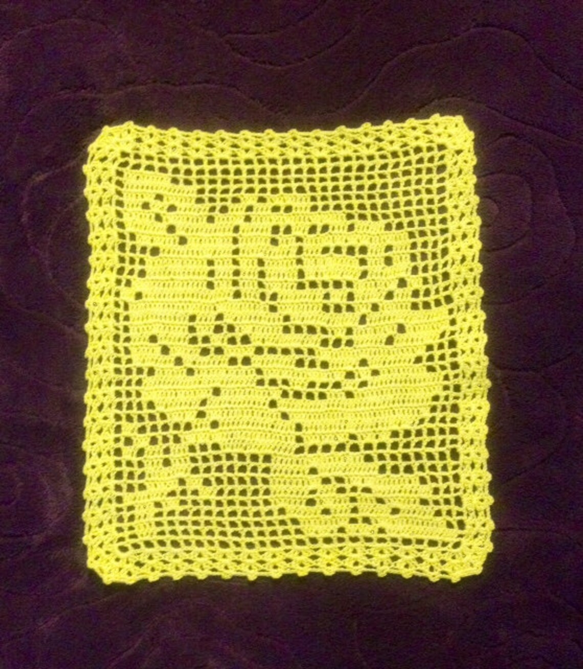 Yellow Rose of Texas & Crocus Floral Filet Crochet Handmade Art Work ...