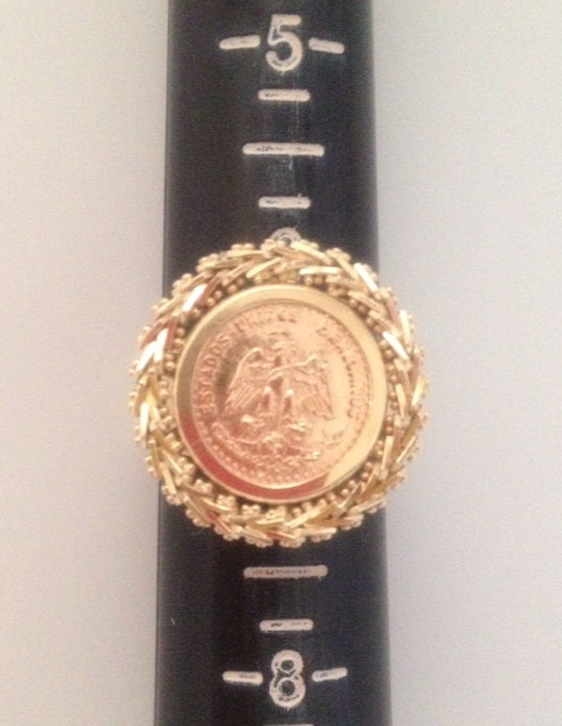 14kt Yellow Gold Ring With 2 Peso Gold Coin & Diamond Cut Bezel - Etsy