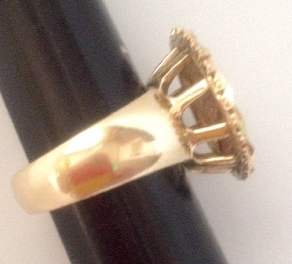 14kt Yellow Gold Ring With 2 Peso Gold Coin & Diamond Cut Bezel - Etsy