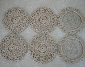 Handmade Set of Six Crocheted Glass Coasters-doilies Wall Art | Etsy