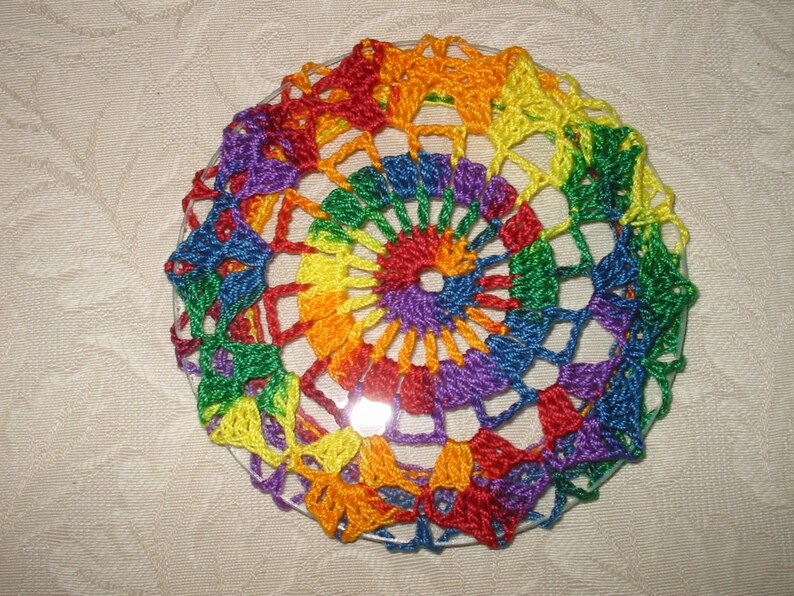Handmade Set of Six Crocheted Glass Coasters-doilies, Wall Art ...