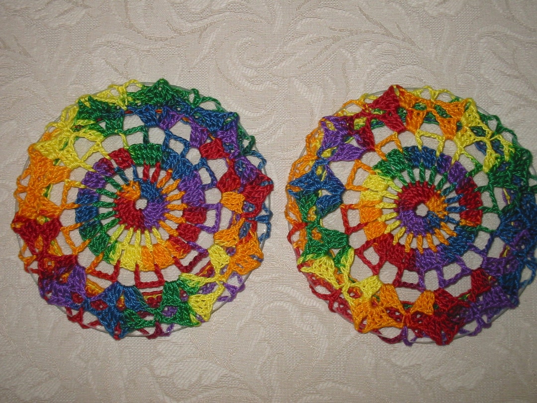 Handmade Set of Six Crocheted Glass Coasters-doilies, Wall Art ...