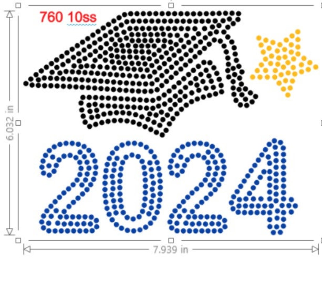 Graduate Cap 2024 Rhinestone Pattern Transfer SVG Instant Downloadable ...