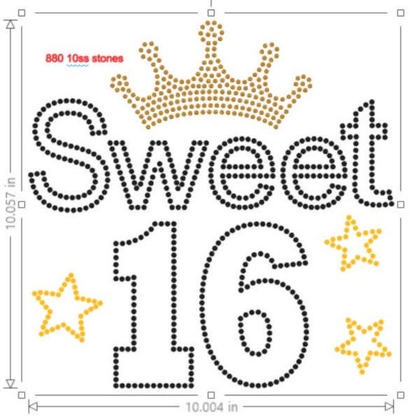 Sweet 16 Rhinestone Template - Etsy