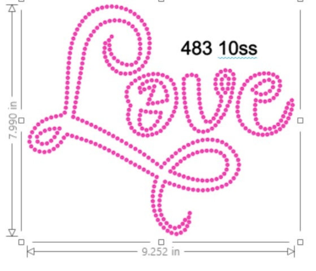 Love Rhinestone Transfer SVG Instant Downloadable File Rhinestone SVG ...