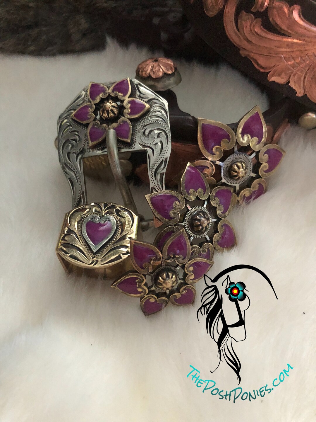 Handmade Purple Dainty Heart Coll-3 Sizes Chicago Back Conchos-3/4 ...