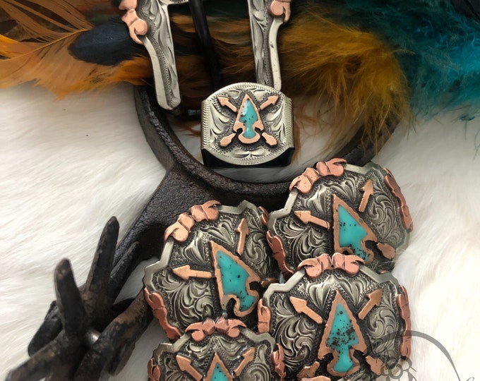 Handmade Turquoise Arrowhead Collection-chicago Back Concho, 3/4 ...