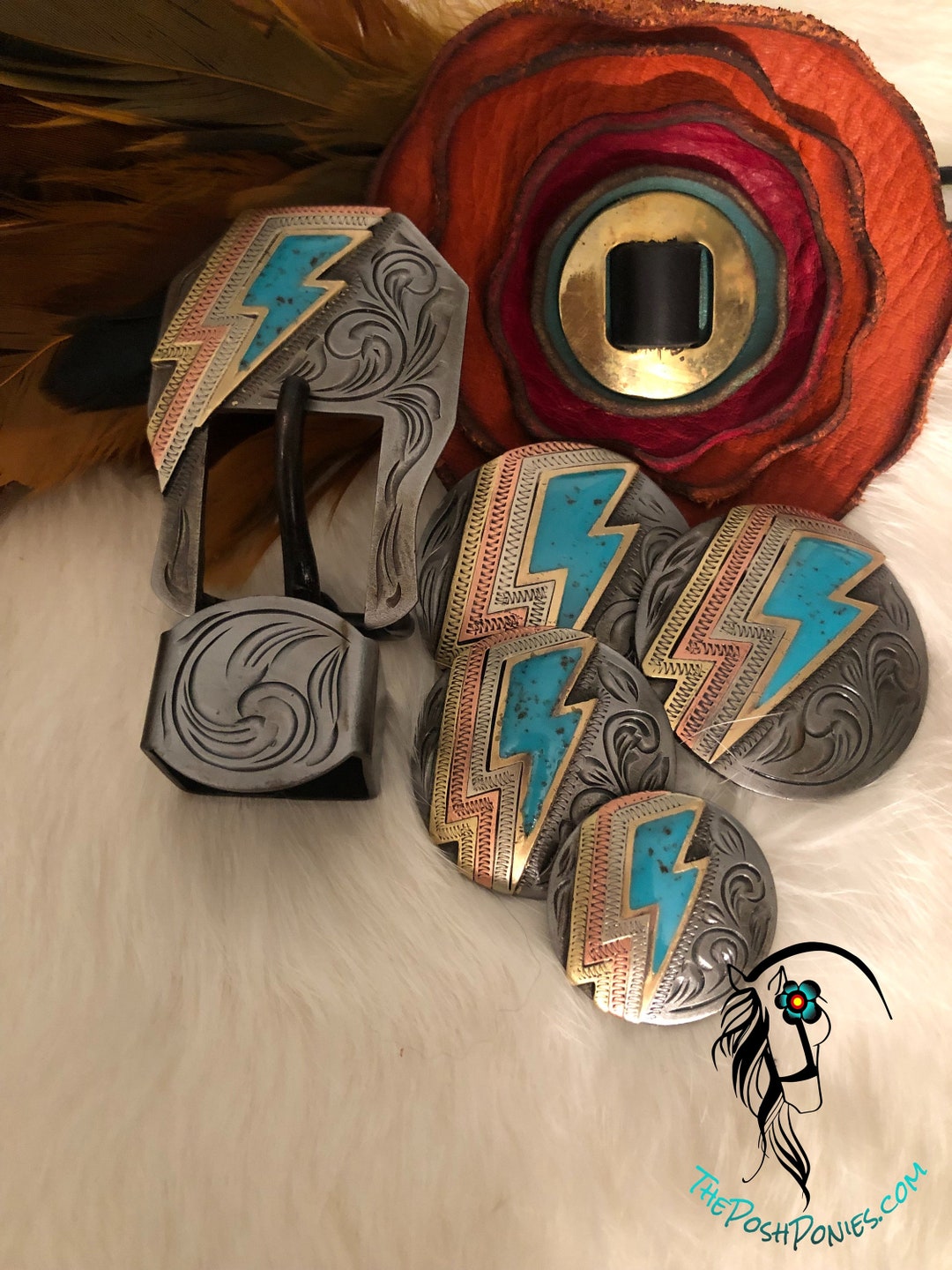 Handmade Turquoise Tri-metal Lightning Bolt Chicago Back Collection-1 ...