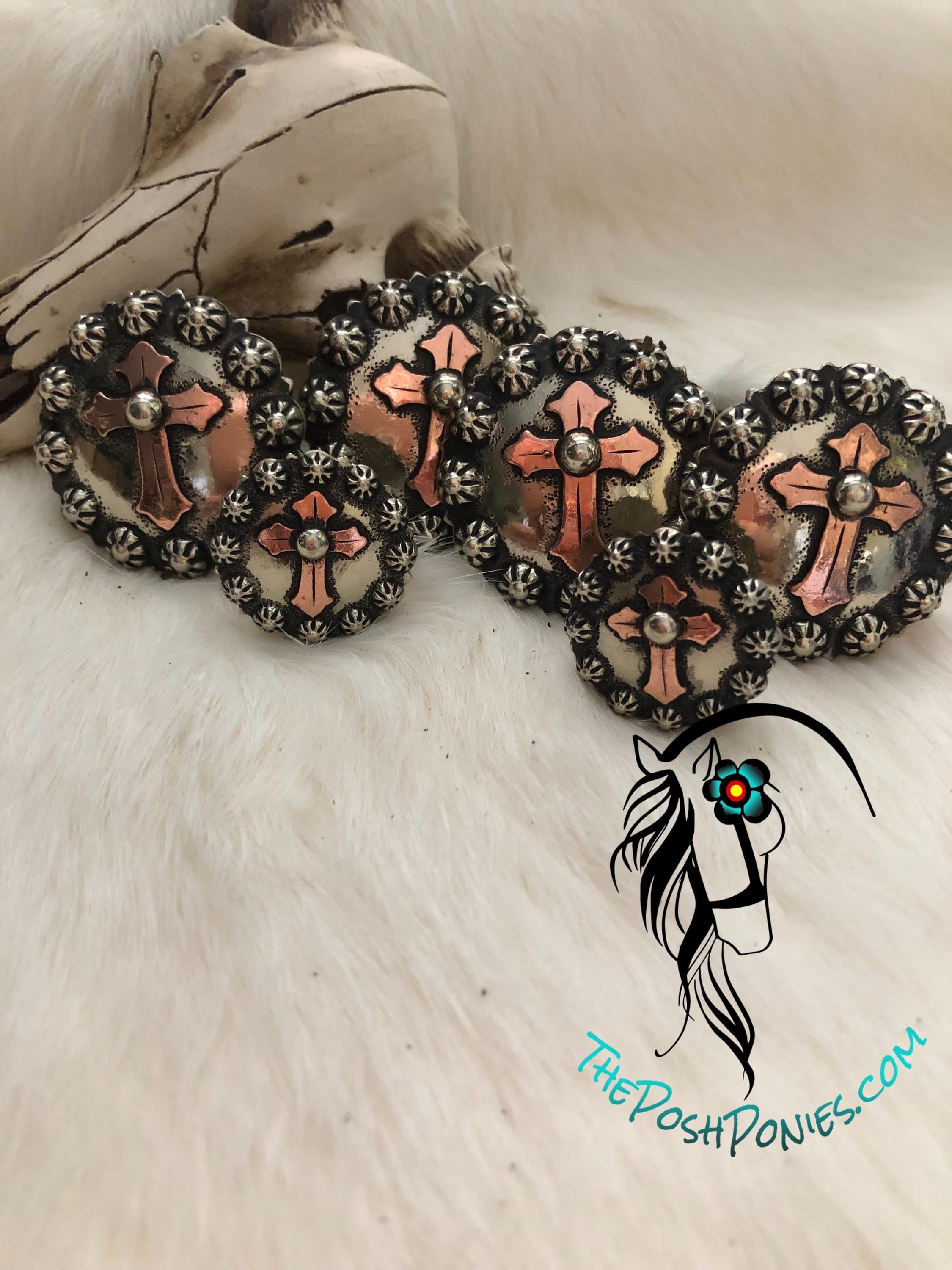 Handmade Lustre Copper Cruz Saddle Concho Set - Etsy