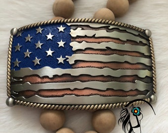 American Flag Belt Buckle Made of Etched Metal Which is Perfect Gift of ...