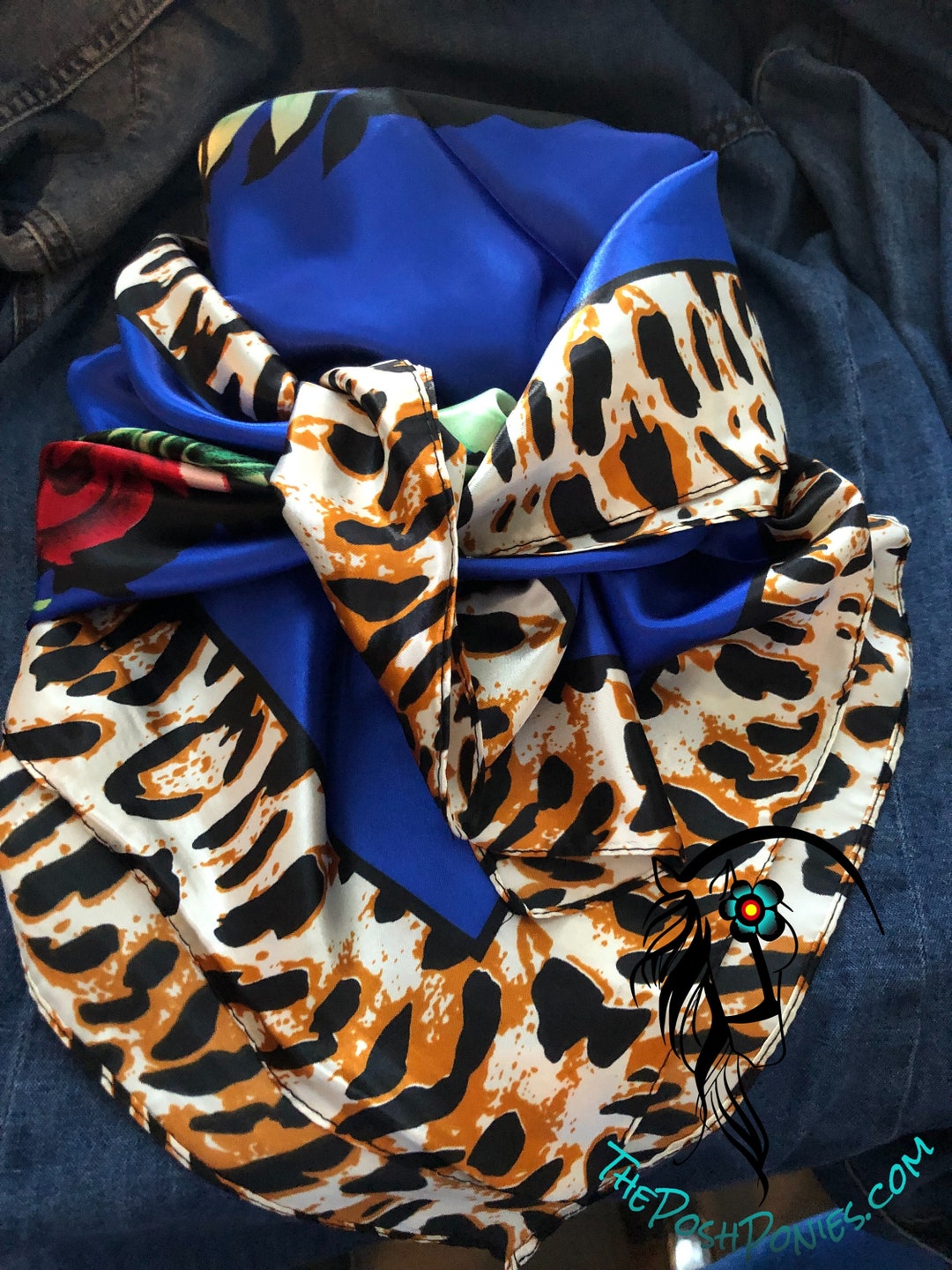 Wild Rag Bold Blue Floral Cheetah 35 X 35 - Etsy