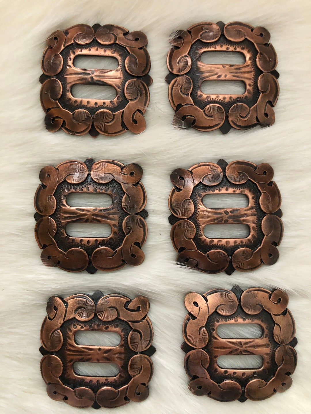 Handmade Slotted Copper Square Swirls 1.5" Concho-each Piece Sold ...