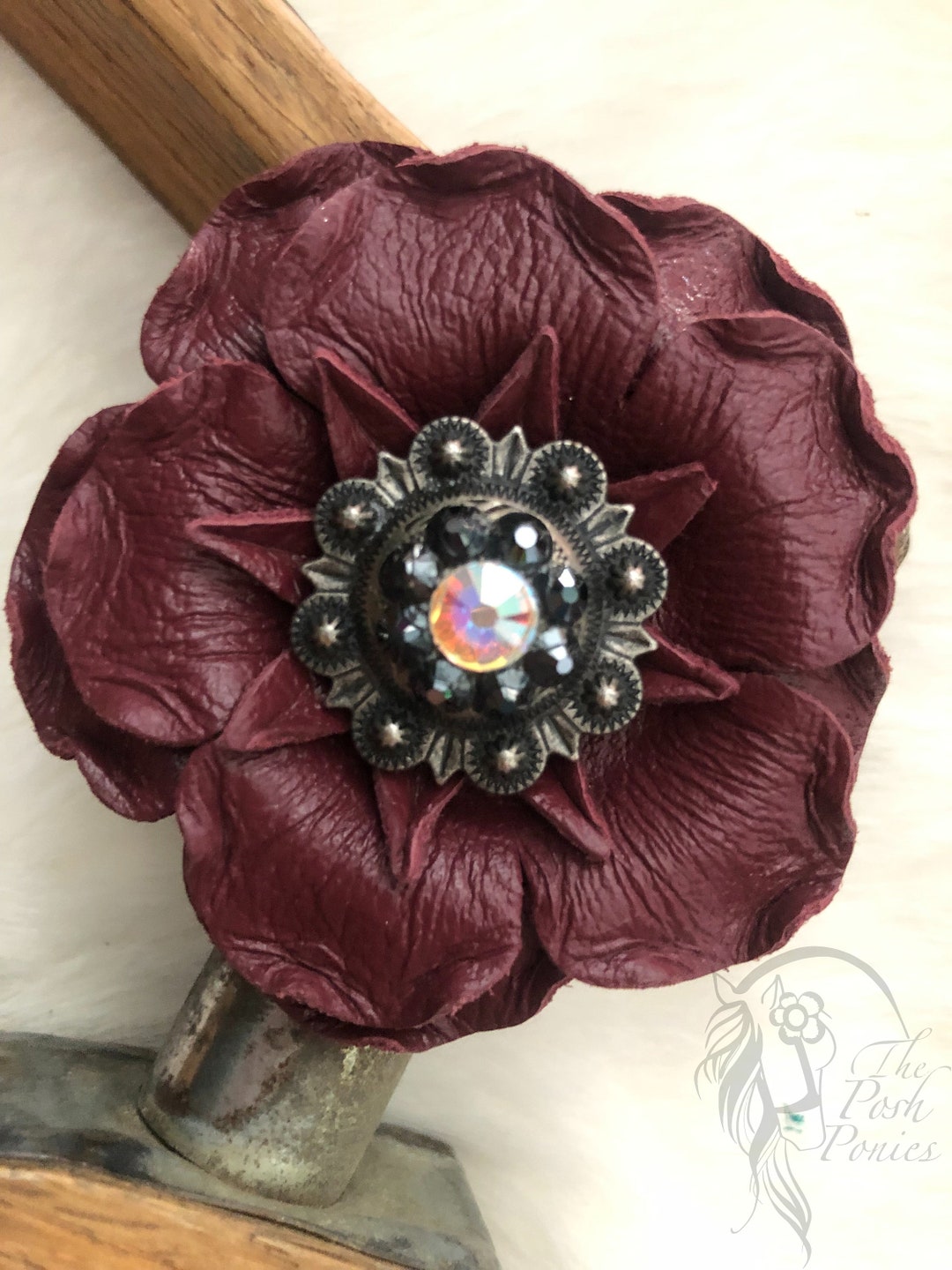 Leather Dark Red Handmade Flower-3 Petal-flower Only - Etsy