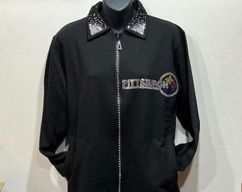 Rhinestone Zipper Jacket - Etsy