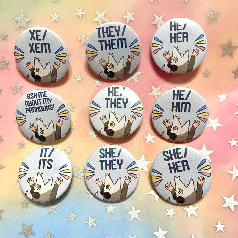 Pronoun Pins - Etsy