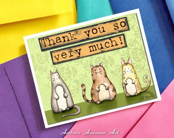 Cat thank you card | Etsy