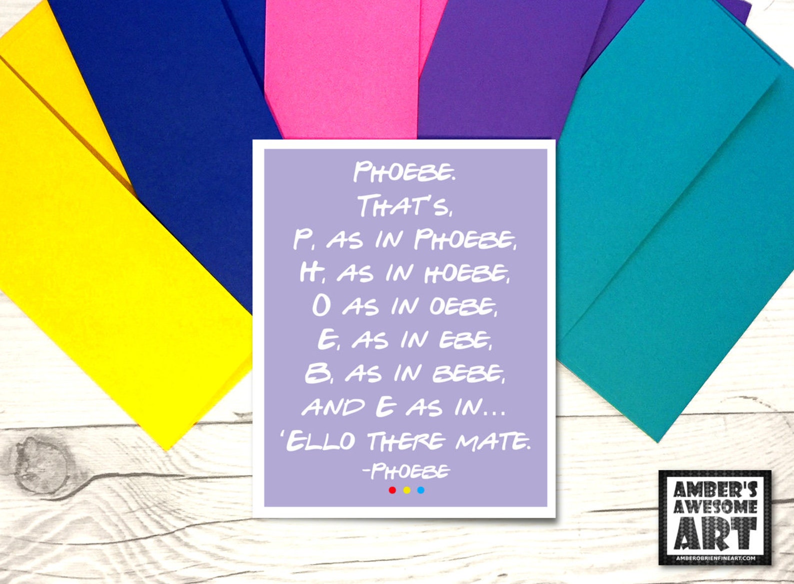 P as in Phoebe Card Friends Tv Show Card Funny Friends Card - Etsy