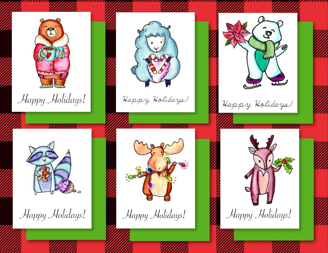 Happy Holidays Cards, Cute Christmas Cards, Animal Christmas Cards ...