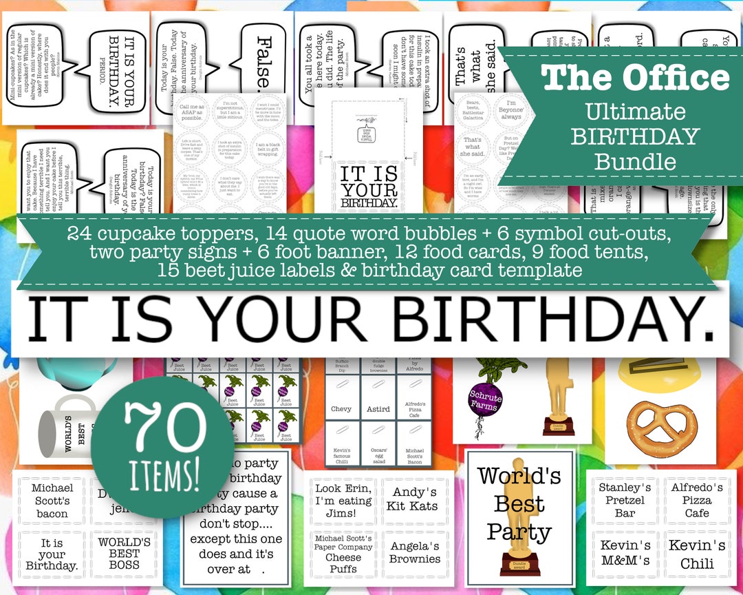 The Office Party Printables, Office Birthday Banner, Office Cupcake ...