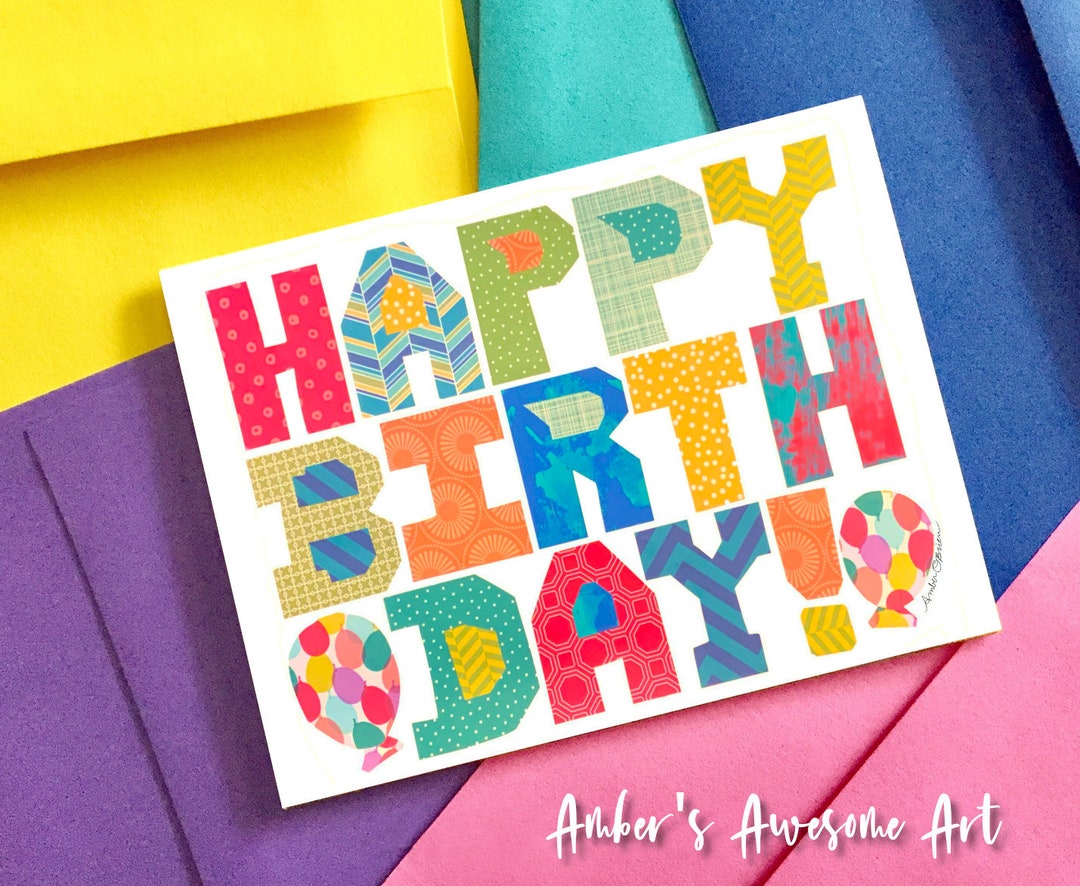 Happy Birthday Card, Pattern Birthday Card, Masculine Birthday, Card ...