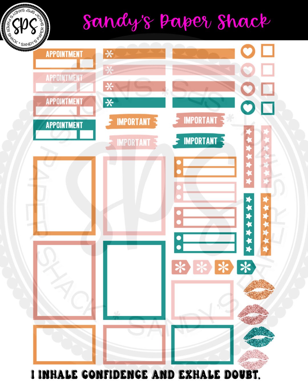 Calendar Header Digital Printable, Functional Planner Boxes, Weekly ...