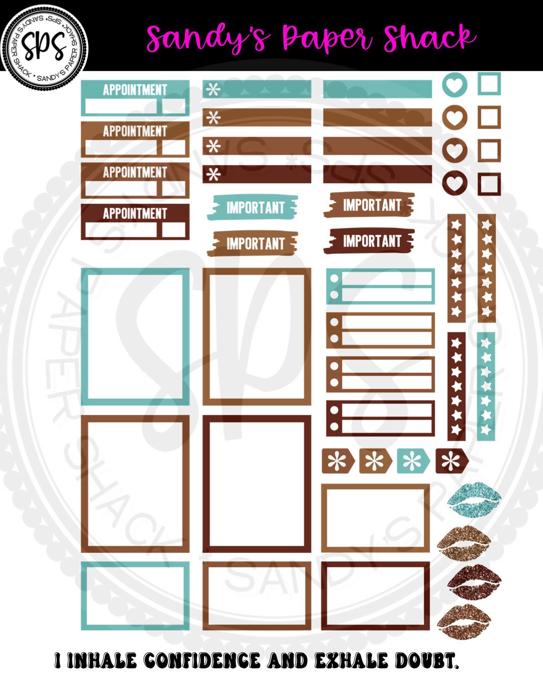 Calendar Header Digital Printable, Functional Planner Boxes, Weekly ...