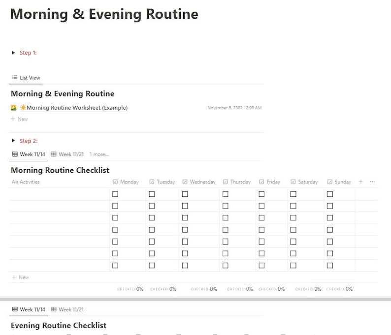 NOTION Morning and Evening Routine Template - Etsy