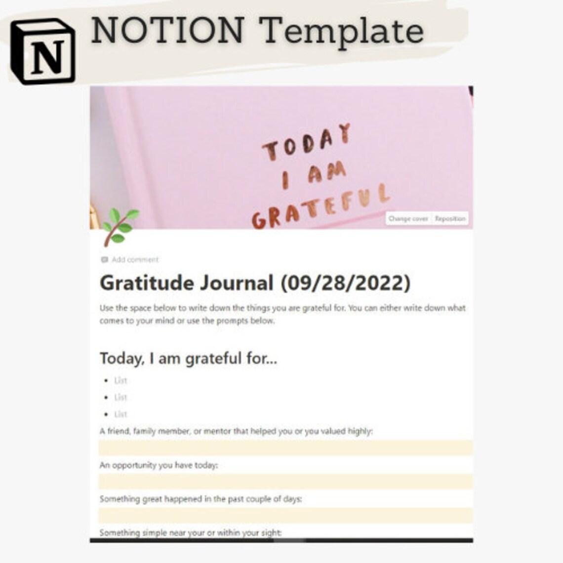 Notion Template Notion Journal Digital Journal Gratitude Journal Habit Tracker Journaling ...