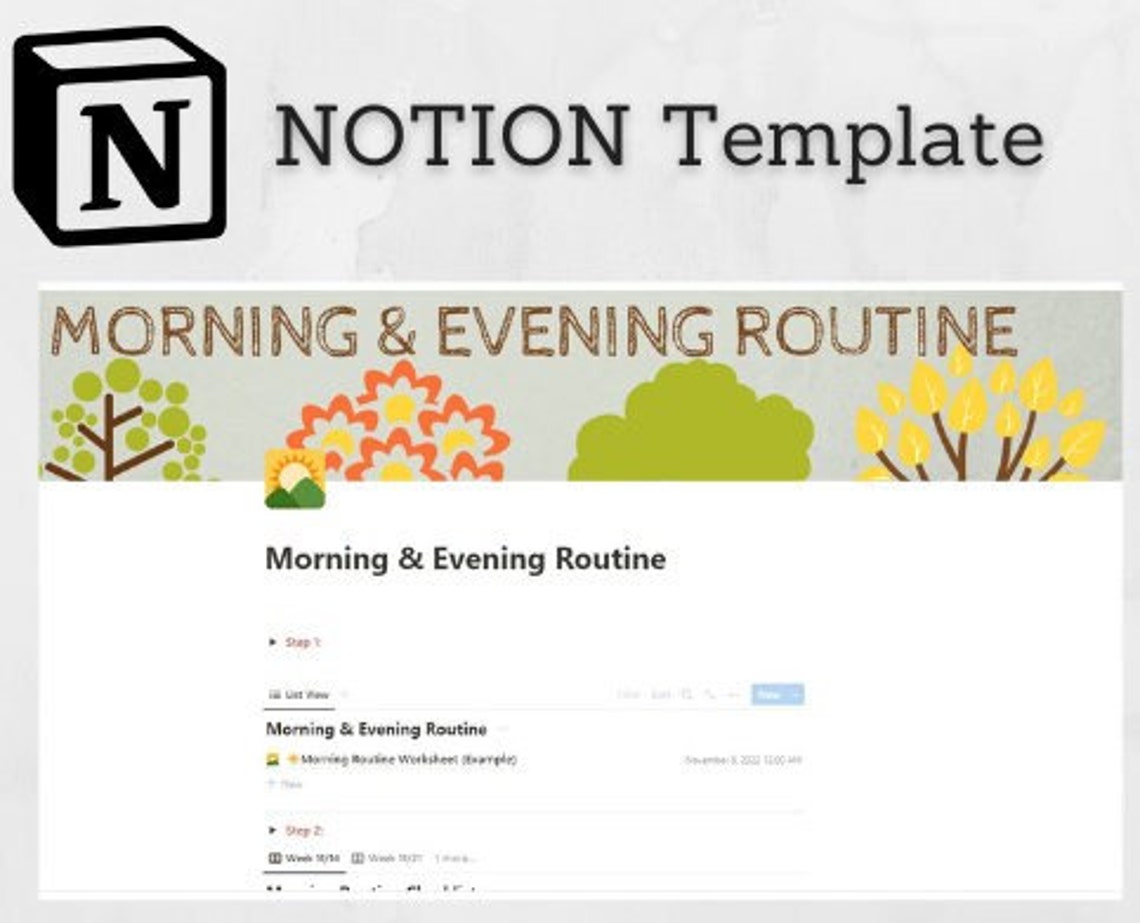 NOTION Morning and Evening Routine Template - Etsy