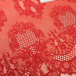 Red Lace Fabric, French Lace, Embroidered Lace, Wedding Lace, Bridal ...