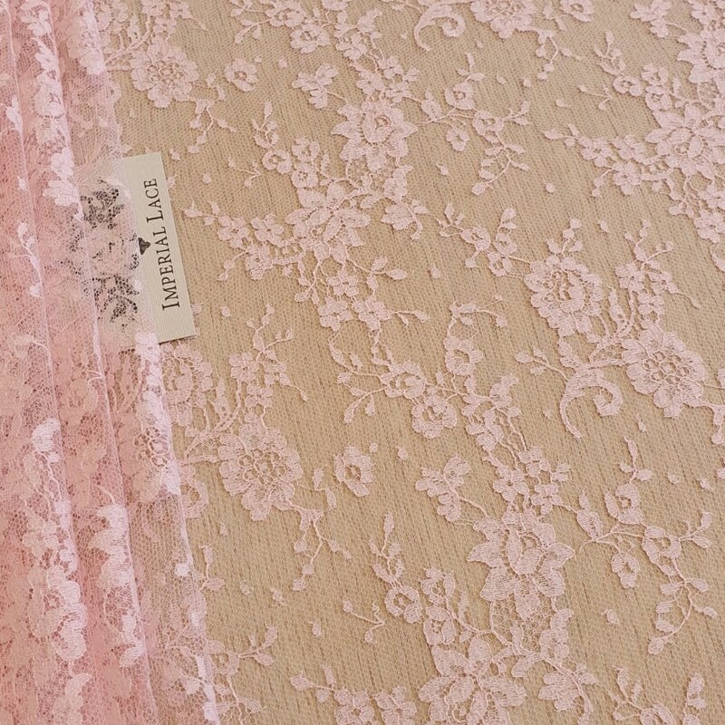 Pink Lace Fabric - Etsy UK