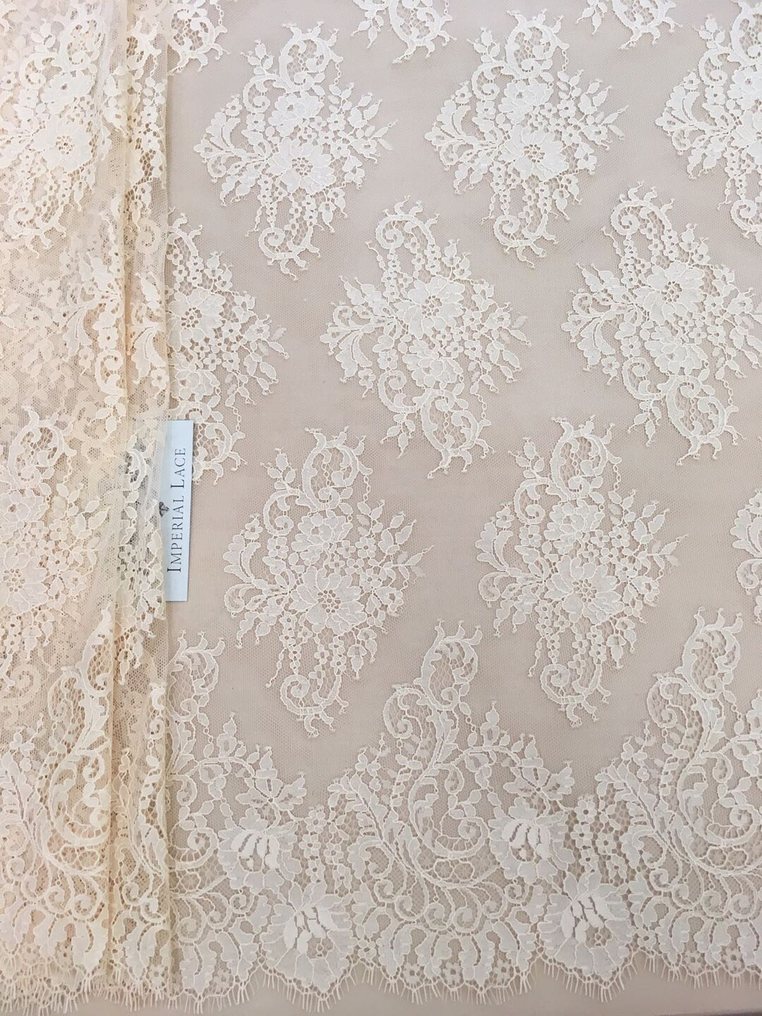 Peach Lace Fabric, French Lace, Floral Lace, Wedding Dress Lace, Bridal ...