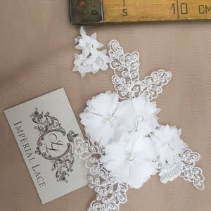 White Lace Applique, Lace Motif, Lace Applique, Bridal Lace Fabric ...