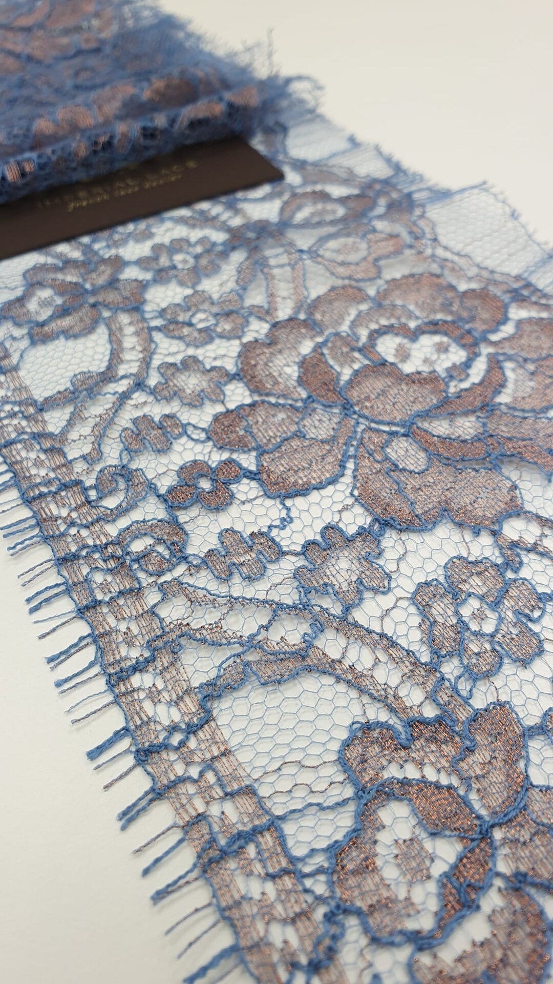 Blue French Chantilly Lace Trim, Bronze Yarn, Floral Bridal Lace - Etsy
