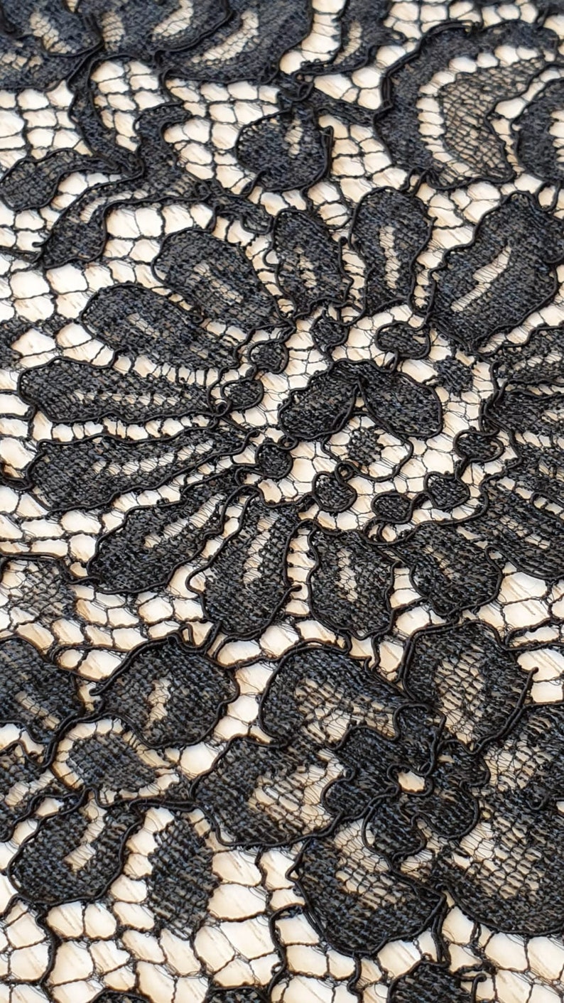 Black Lace Fabric, Embroidered Lace, French Lace, Wedding Lace, Bridal ...