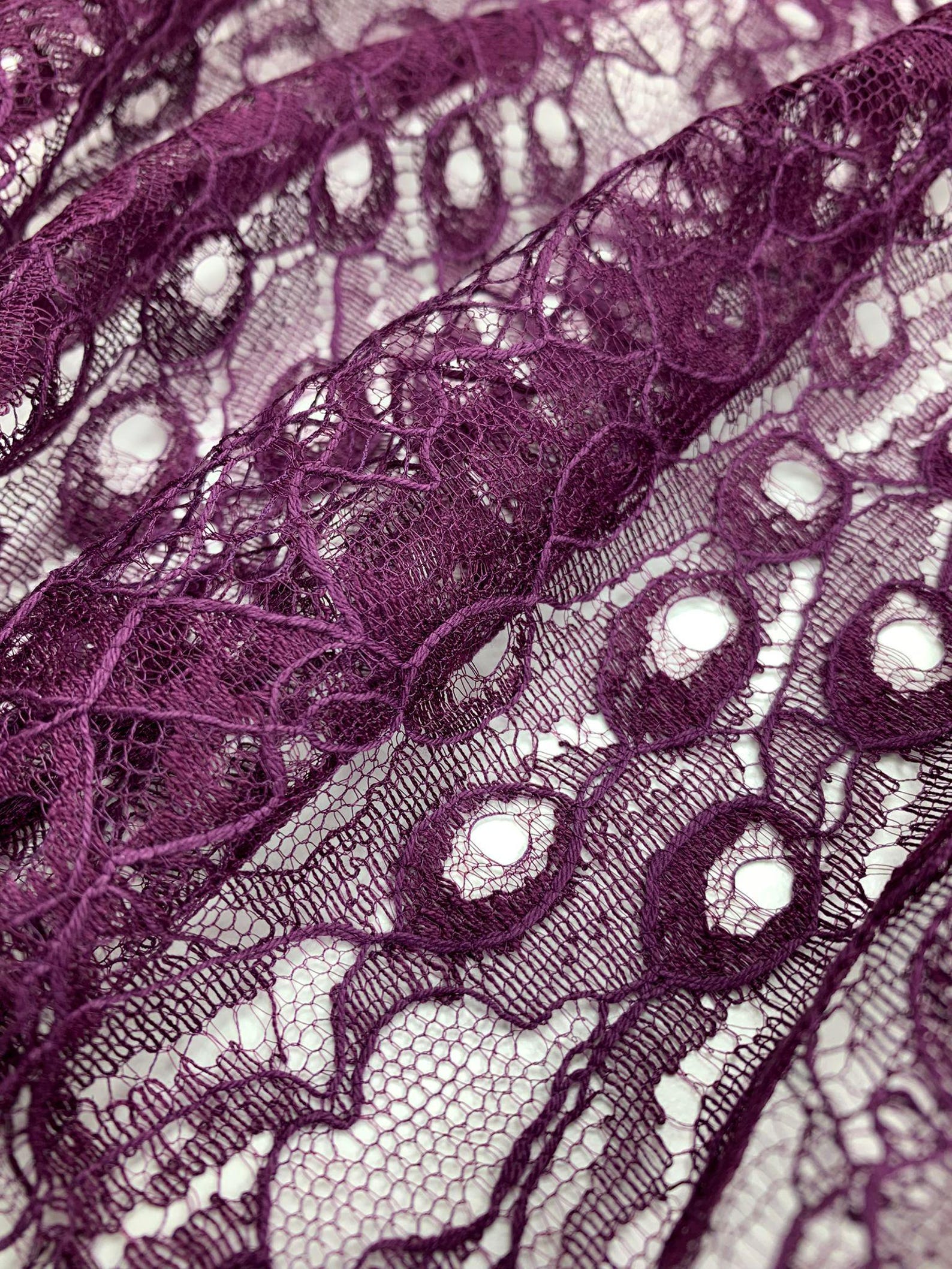 Purple Lace Trim, Delicate French Lace, Chantilly Lace, Bridal Lace ...