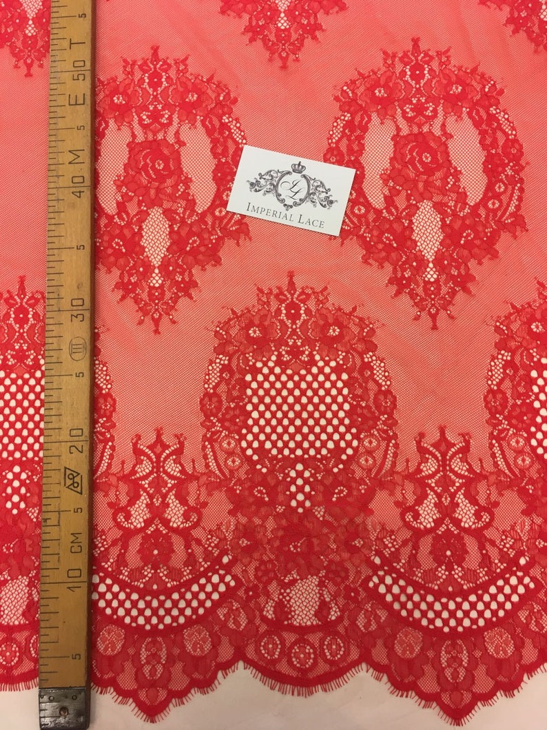 Red Lace Fabric French Lace Embroidered lace Wedding Lace | Etsy