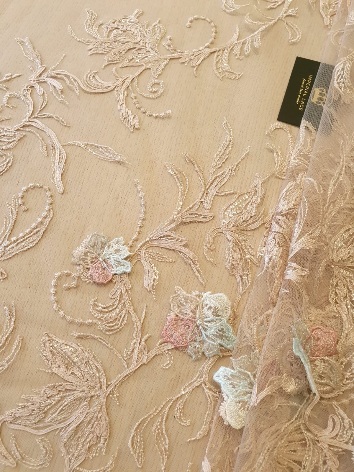 Tan lace fabric store