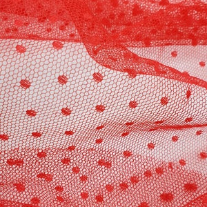 Red Dotted Tulle Fabric, Lingerie Red Net, Red Net Fabric, Lingerie Net ...