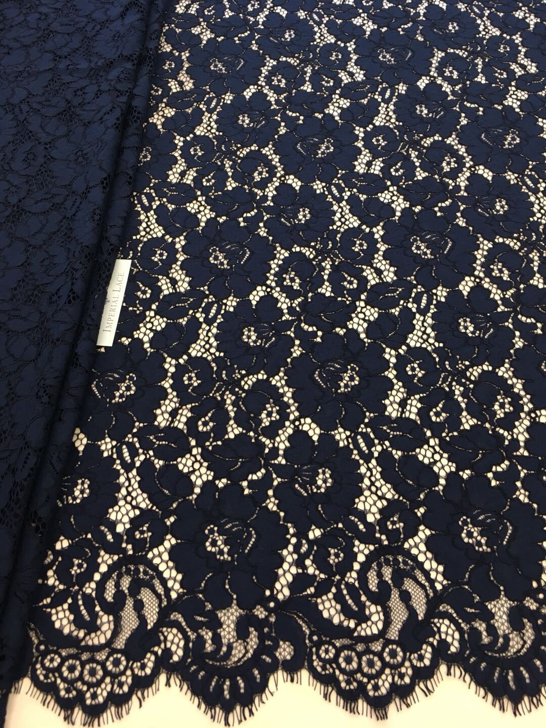 Dark Blue Lace Fabric, French Lace, Embroidered Lace, Wedding Lace ...