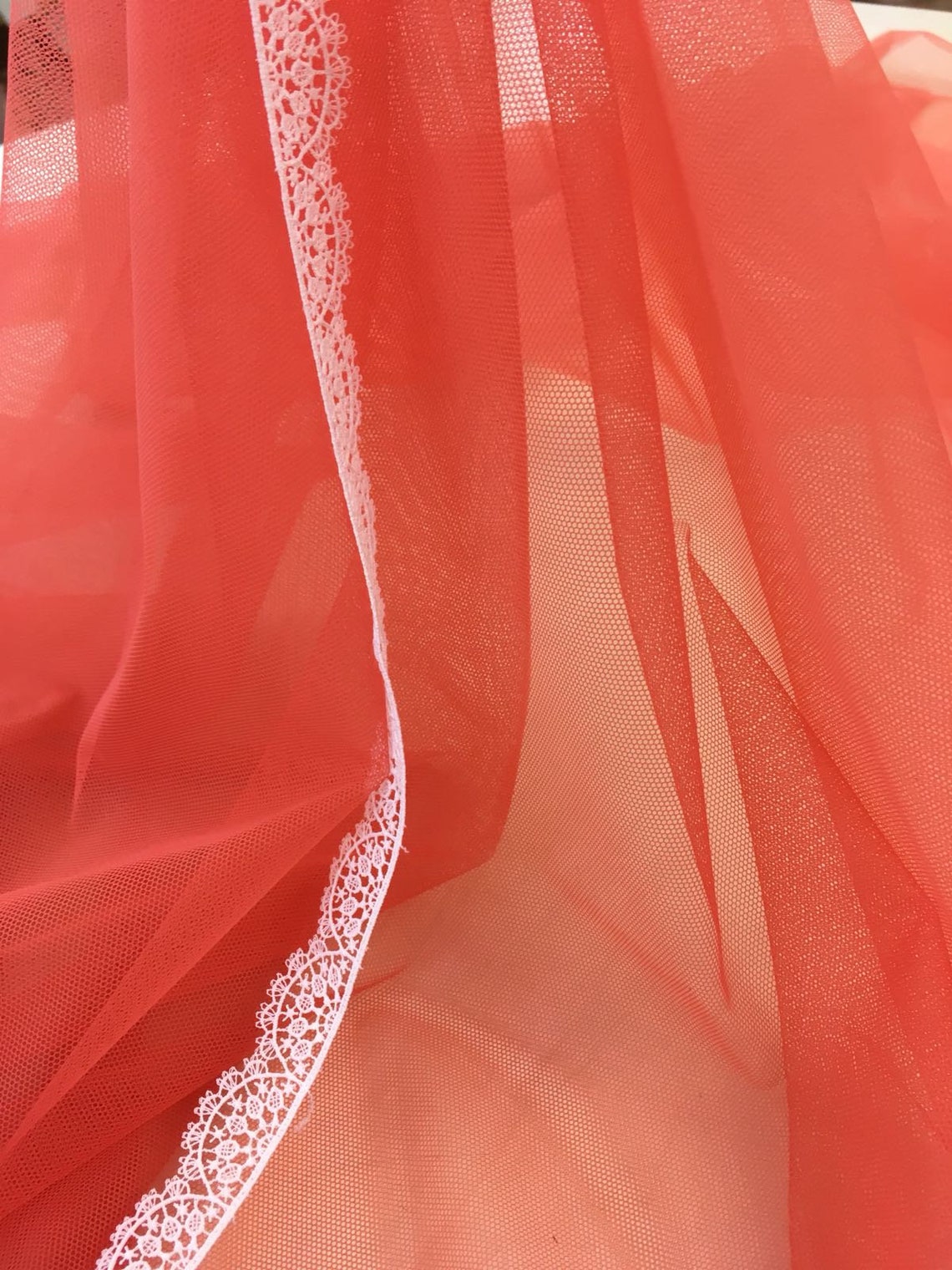 Orange tulle fabric Orange Soft tulle fabric sell by the | Etsy