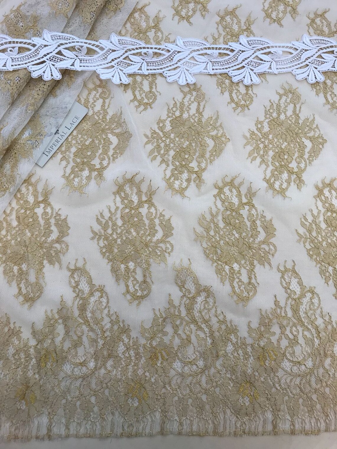 Gold Lace Fabric French Lace Embroidered Lace Wedding Lace - Etsy