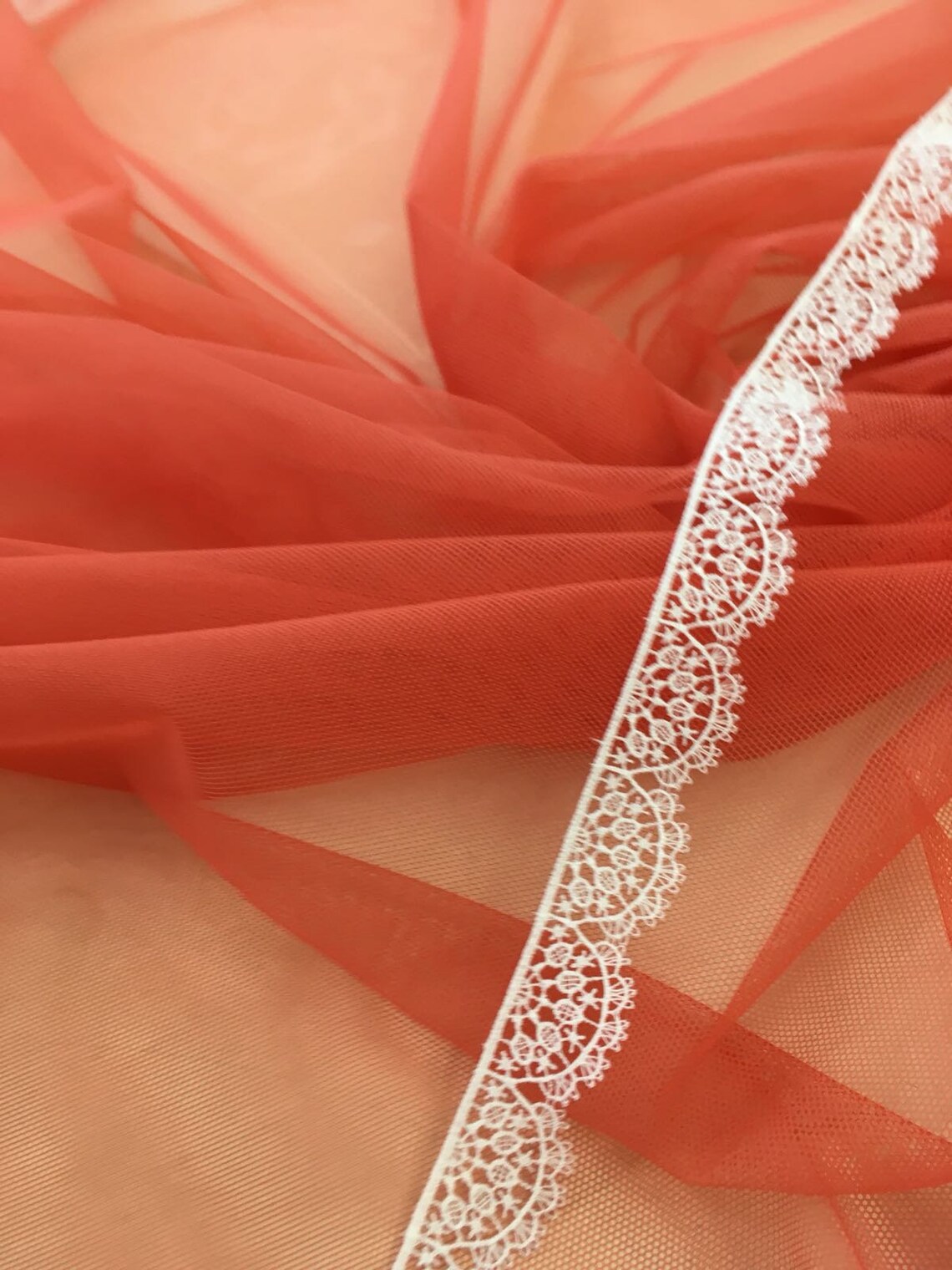 Orange tulle fabric Orange Soft tulle fabric sell by the | Etsy