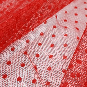 Red Dotted Tulle Fabric, Lingerie Red Net, Red Net Fabric, Lingerie Net ...