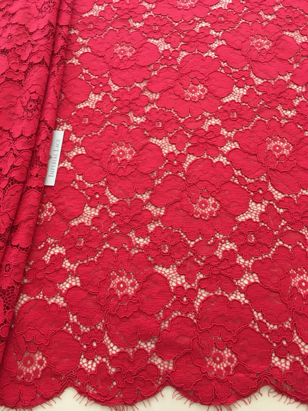 Red Floral Lace Fabric, Embroidered Lace, French Lace, Wedding Lace ...